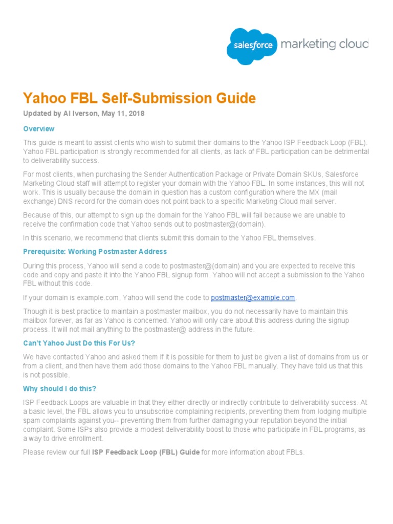Yahoo FBL Self-Submission Guide | PDF | Cybercrime | Information Technology