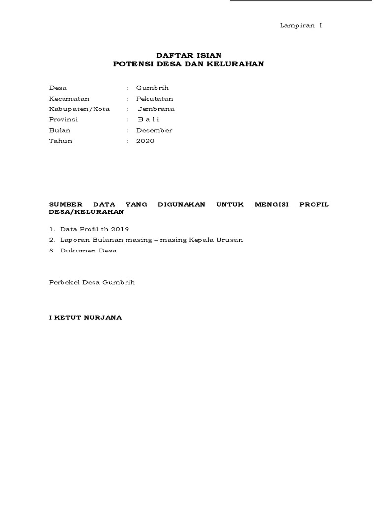 PROFIL - Desa Gumbrih - 2020 | PDF