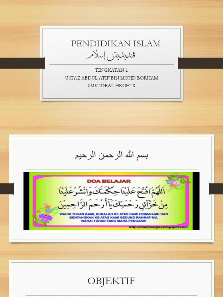 Pendidikan Islam Tingkatan 1: Kurikulum dan Objektif | PDF