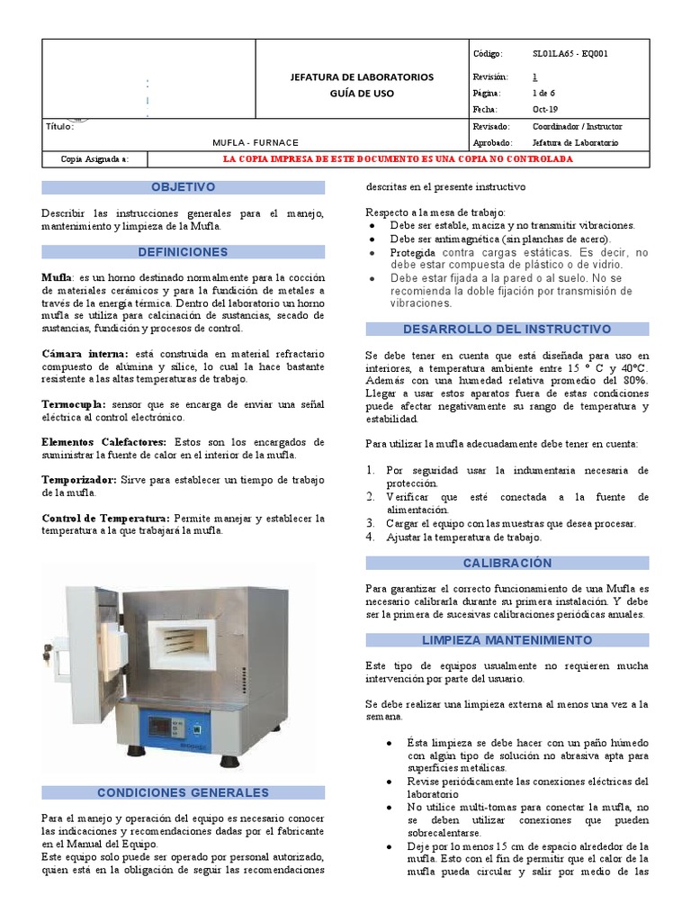 Guia de Uso de Mufla - Furnace | PDF | Fundición | Laboratorios