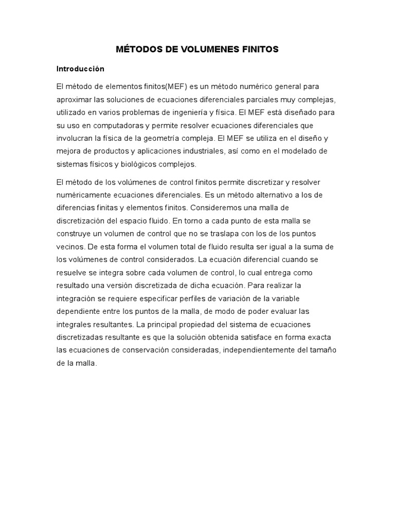 Metodos de Volumen Finitos | PDF | Método de elementos finitos | Ecuaciones