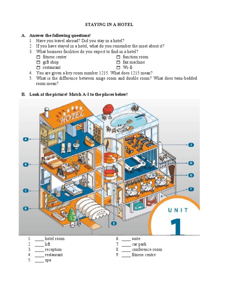 Staying in A Hotel A. Answer The Following Questions! | PDF | Hotel ...