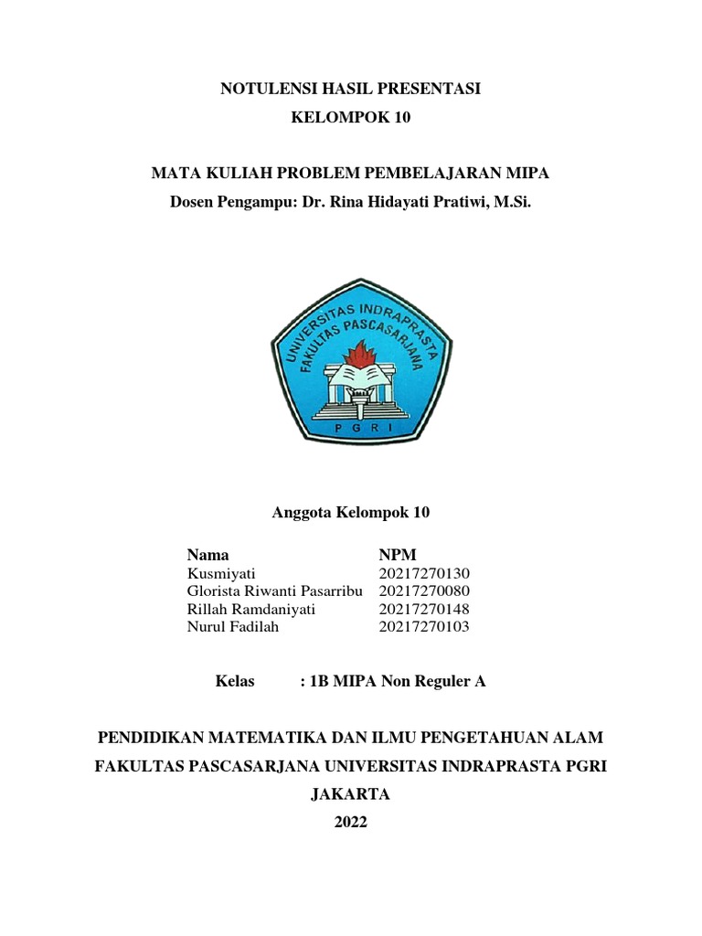 Tugas Notulen Presentasi Kelompok 10 | PDF