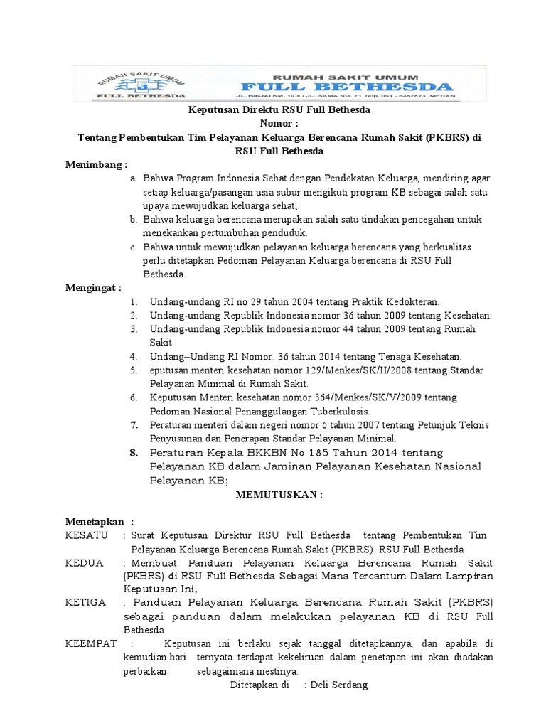 SK Tim Pkbrs | PDF | Kesehatan Holistik