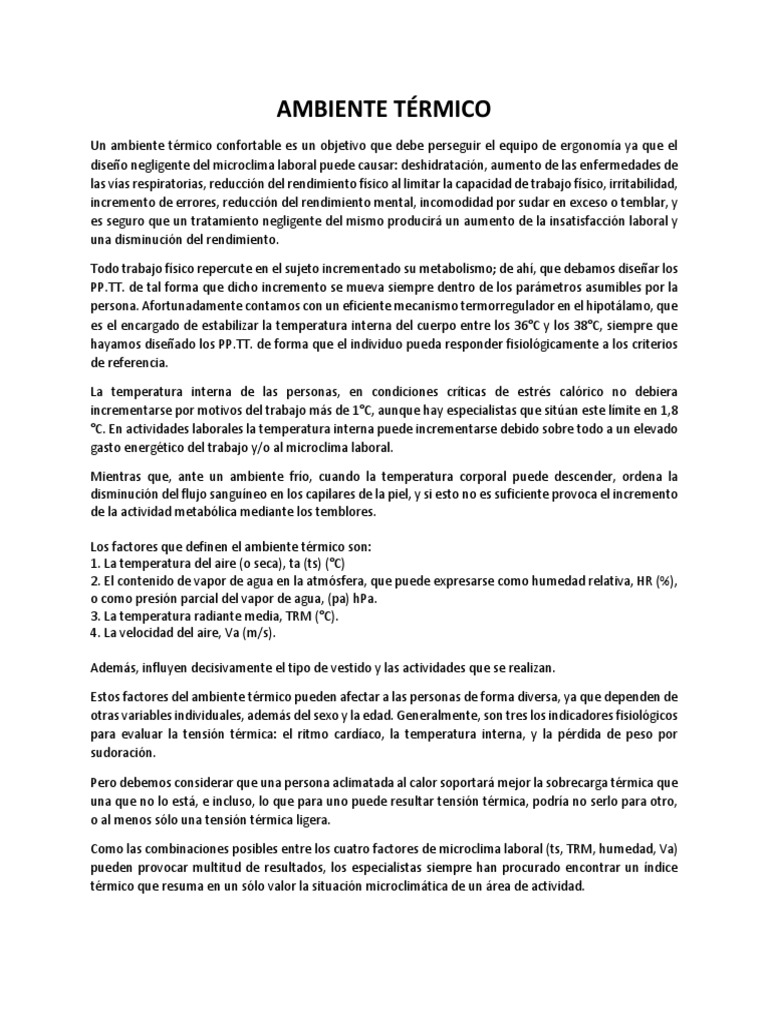 Ambiente Termico | PDF | Termorregulación | Temperatura