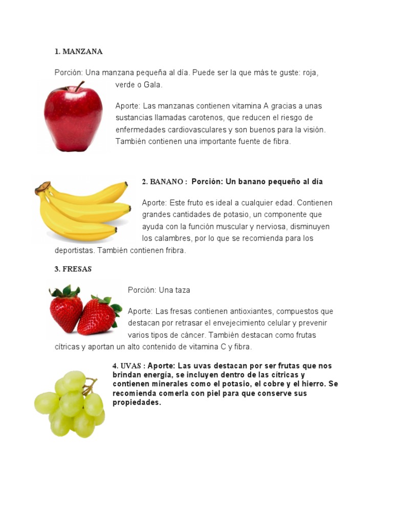 Cuadro De Beneficios De Frutas Y Verduras