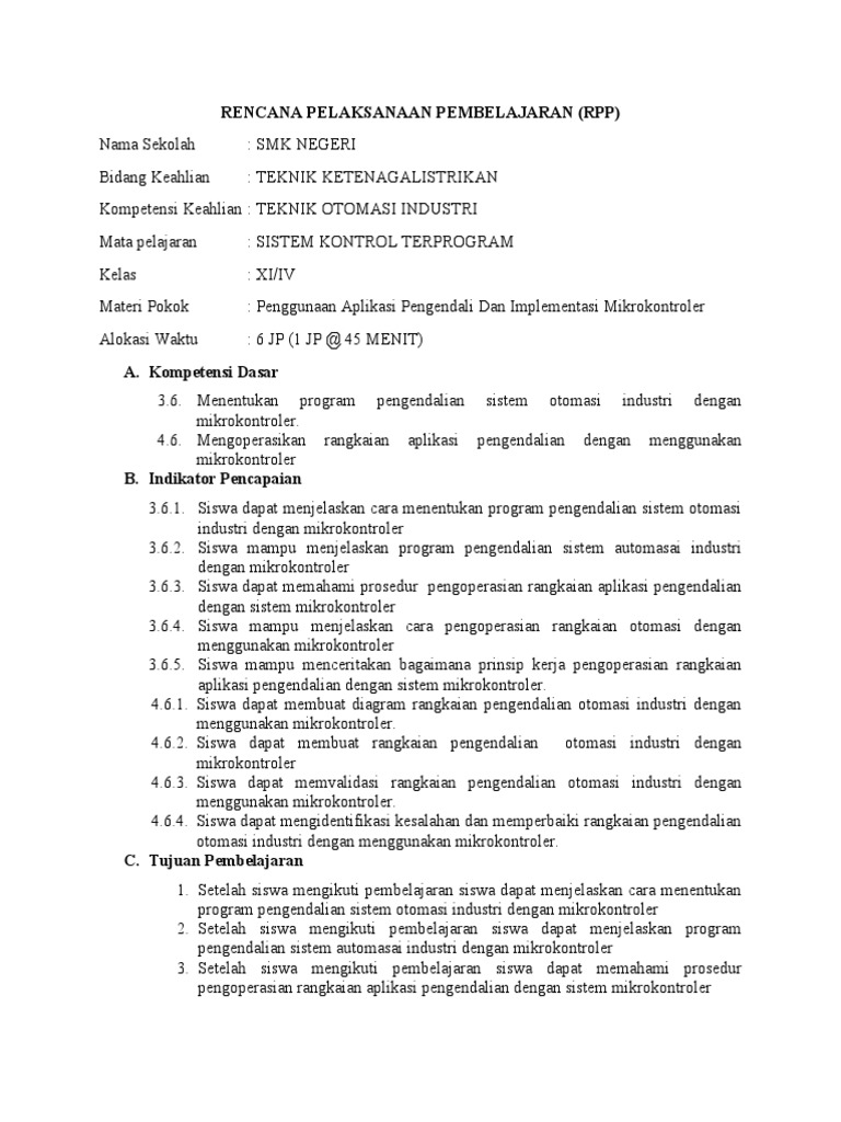 RPP Sistem Kontrol Terprogram | PDF