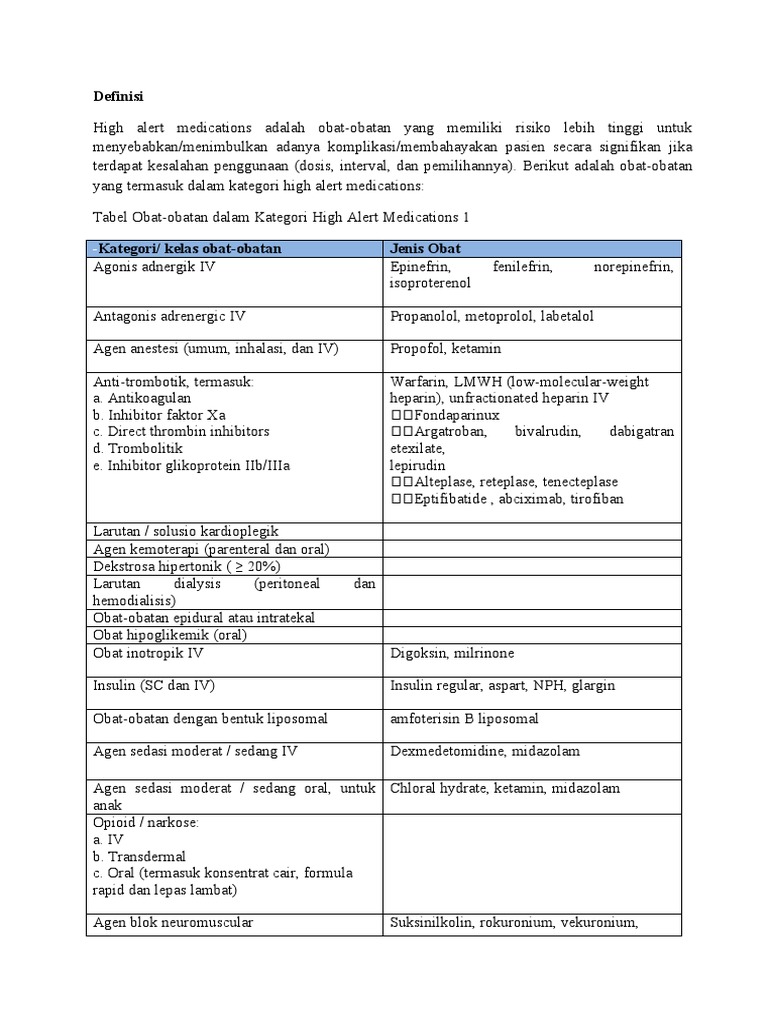 Obat High Alert | PDF