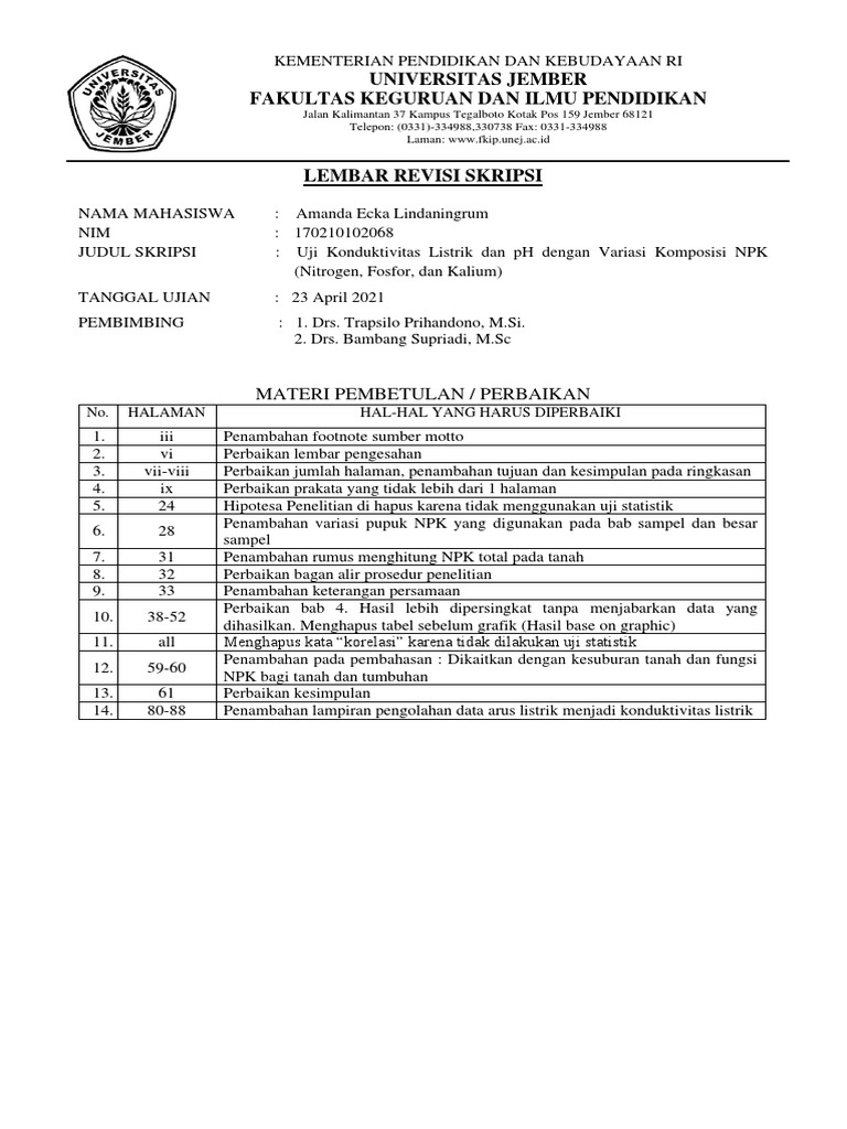 8.lembar Revisi Skripsi | PDF