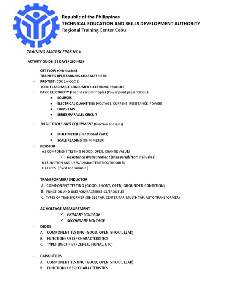 sample training matrix | PDF | Rectifier | Printed Circuit Board