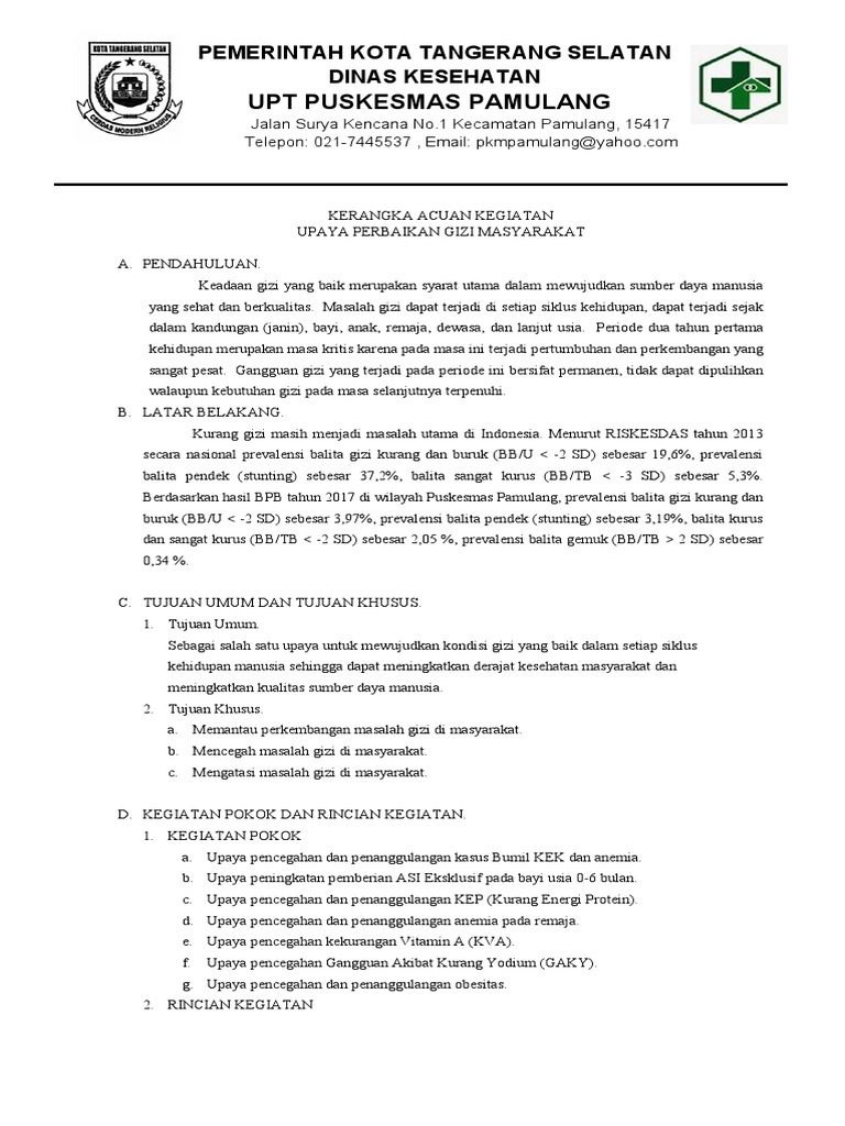 KAK Program Gizi | PDF