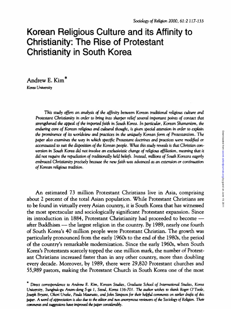 Kim Korean Religious Culture and Its Affinity To Christianity The Rise ...