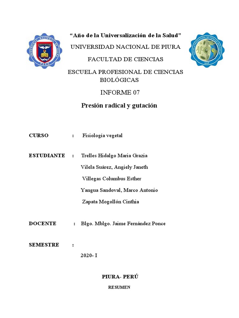 Presion Radical y Gutacion | PDF | Raíz | Plantas