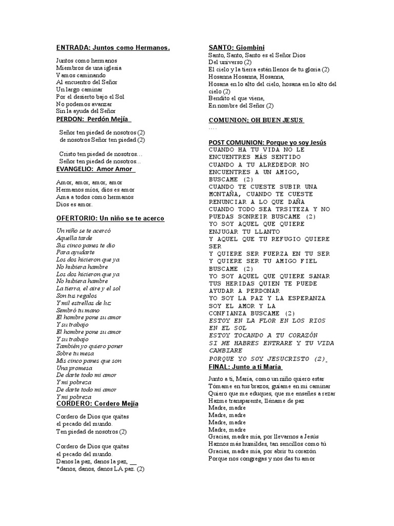 Cancionero CUARESMA (MARZO) | PDF | eucaristía | Amor