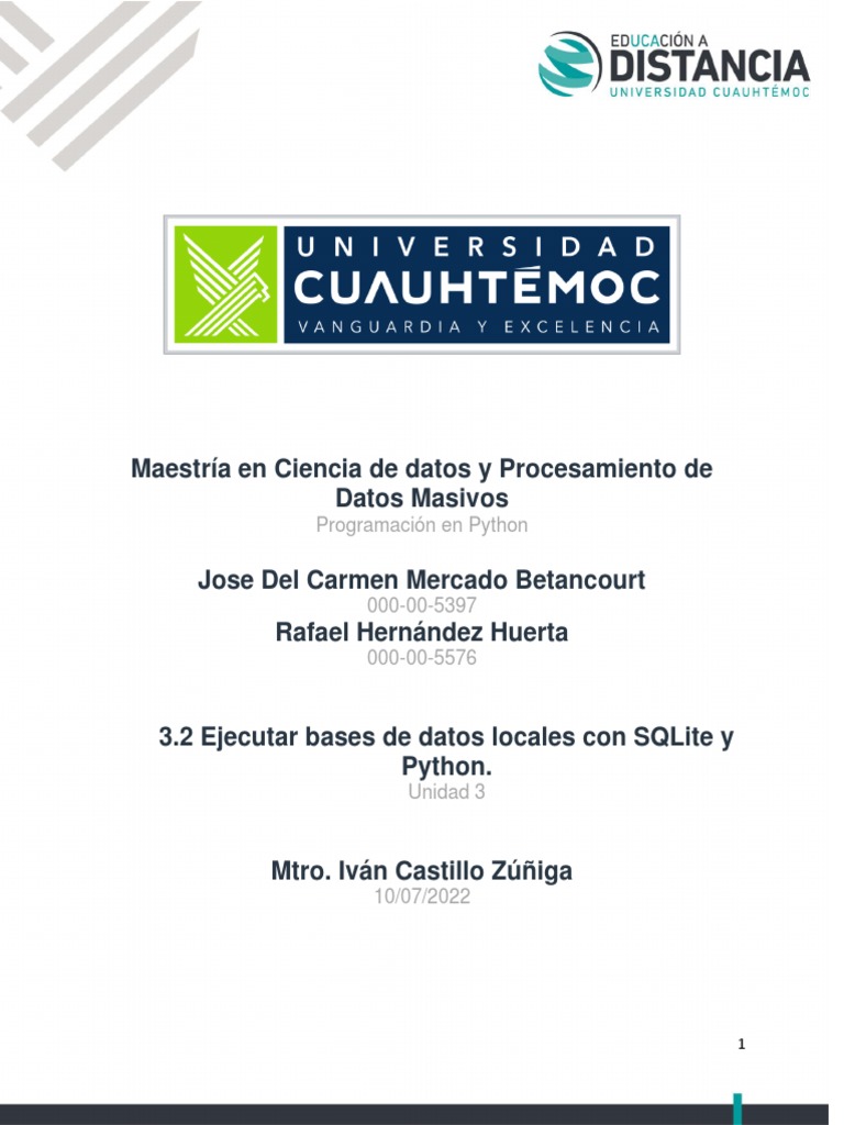 Bases de Datos Con SQlite y Python | PDF | Bases de datos | Mi sql