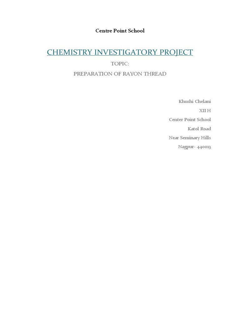Preparation of Rayon Thread Using Cuprammonium Process | PDF | Rayon ...