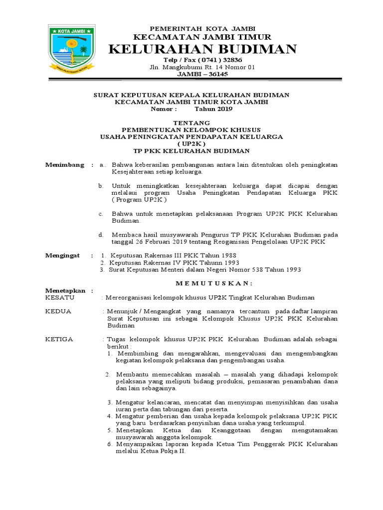 SK Up2k PKK Budiman | PDF