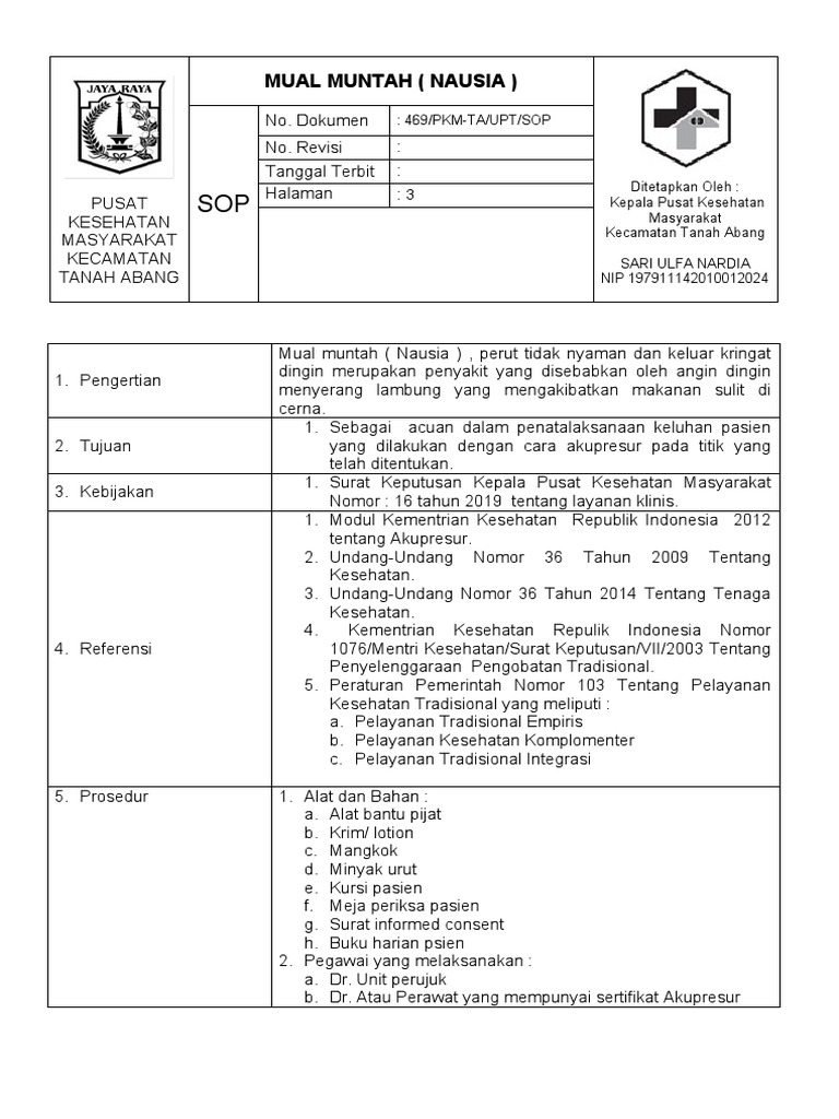 Sop Mual Muntah (Nausia) | PDF