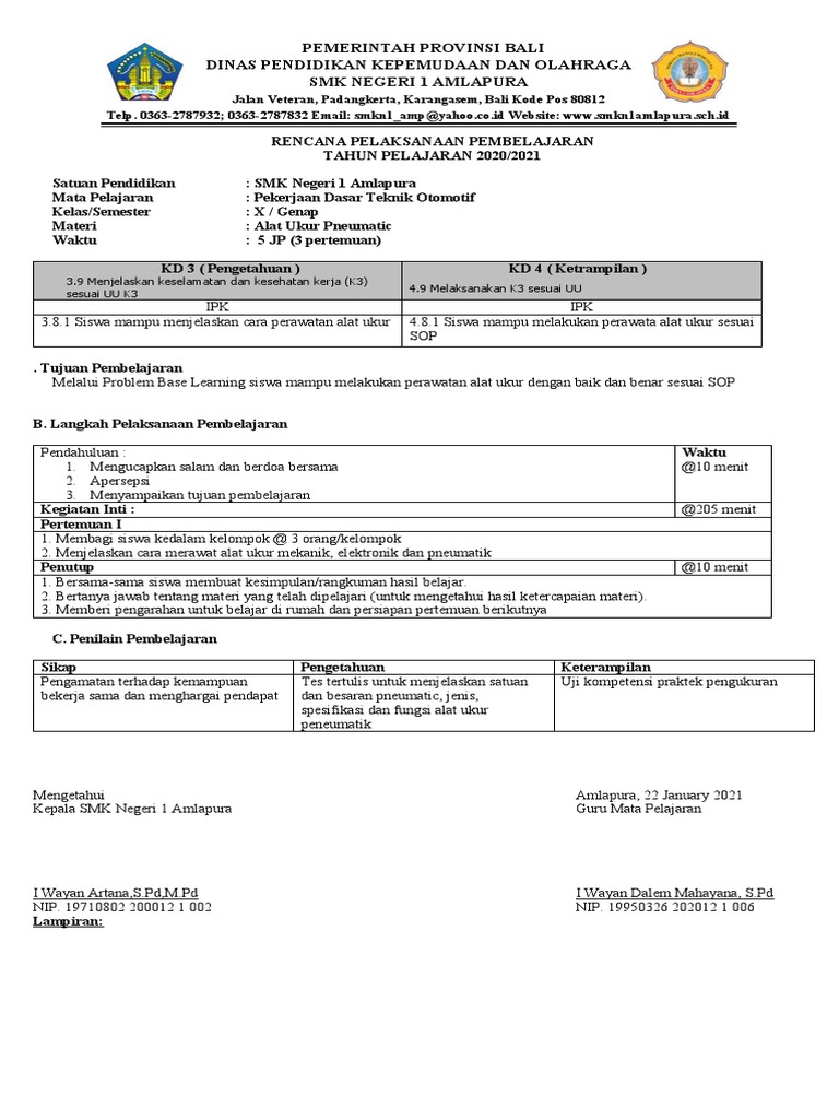 RPP X Menjelaskan K3 | PDF