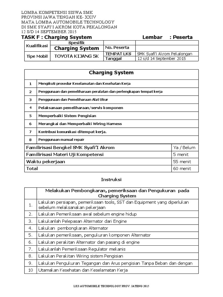 Task F, Charging System, Report Sheet | PDF