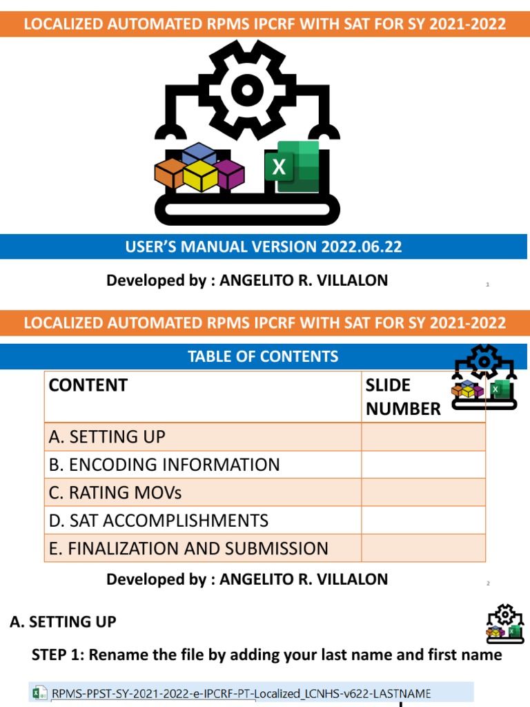 Automated RPMS IPCRF Manual 2021-2022 | PDF | Microsoft Excel | Databases