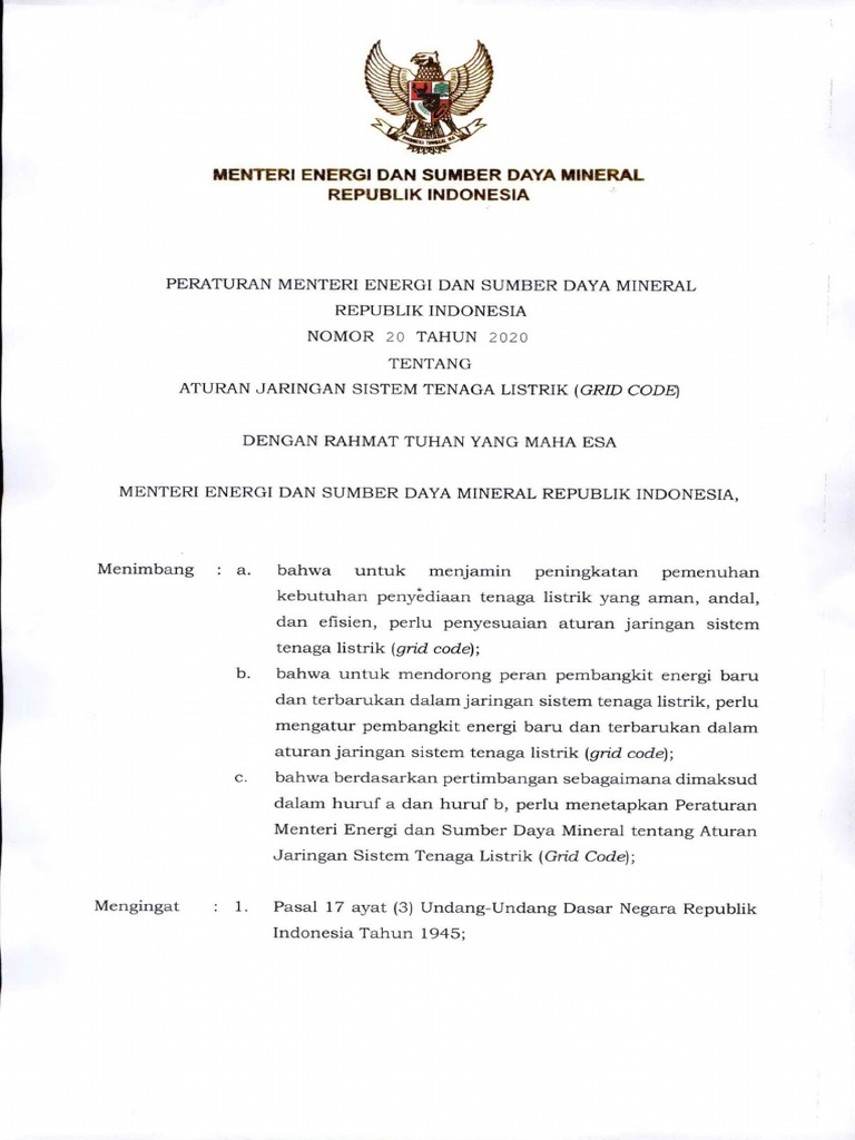 Grid Code 2020 JAMALI | PDF