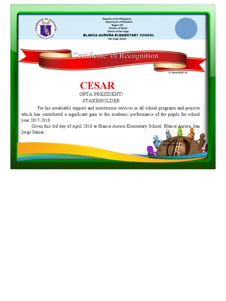 Cesar C.: Certificate of Recognition | PDF
