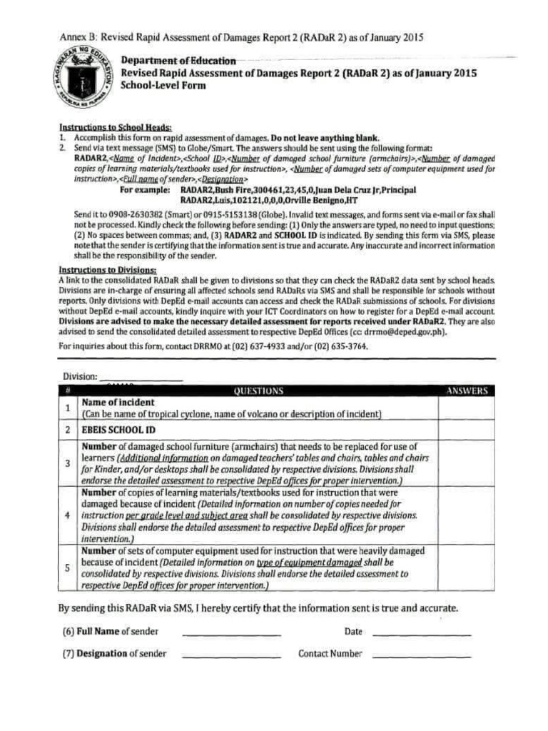 Radar 1 and 2 Form | PDF