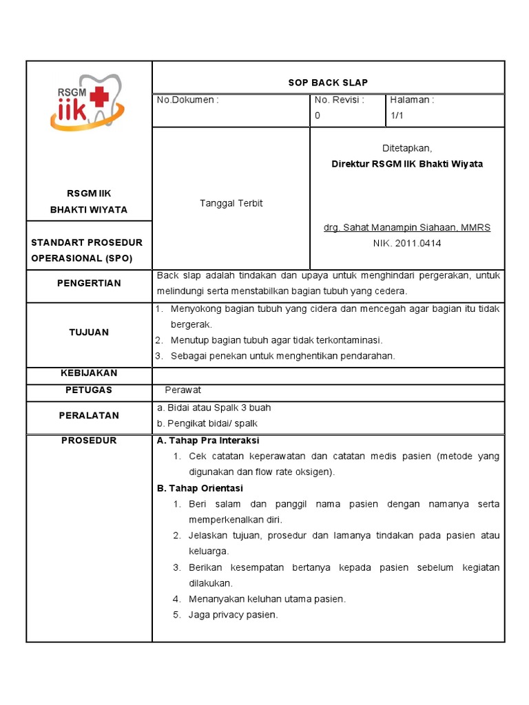 SOP Back Slap untuk Perawat | PDF