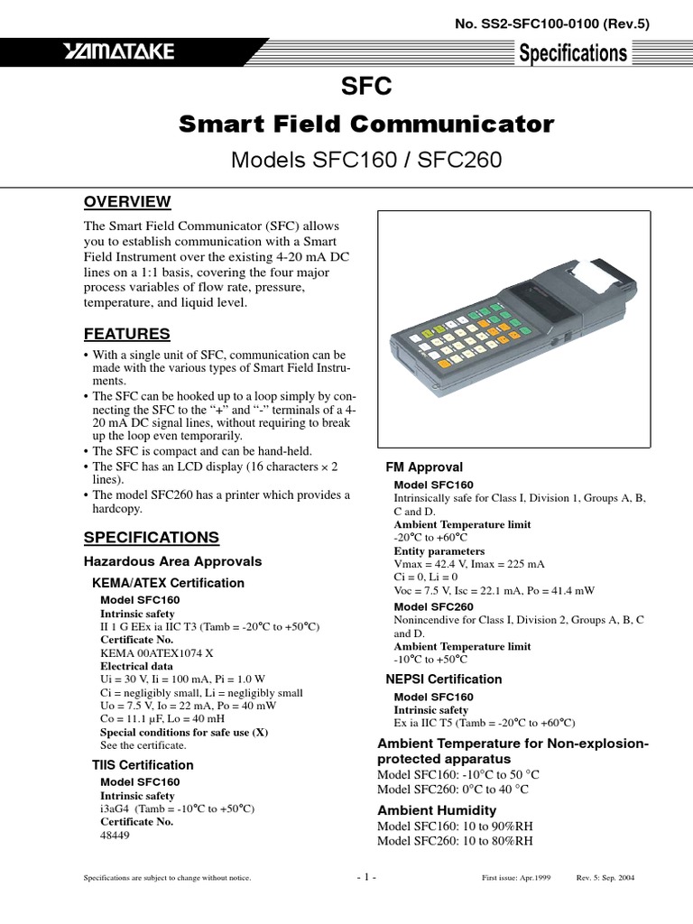 Smart Field Communicator: Models SFC160 / SFC260 | PDF | Electrical ...