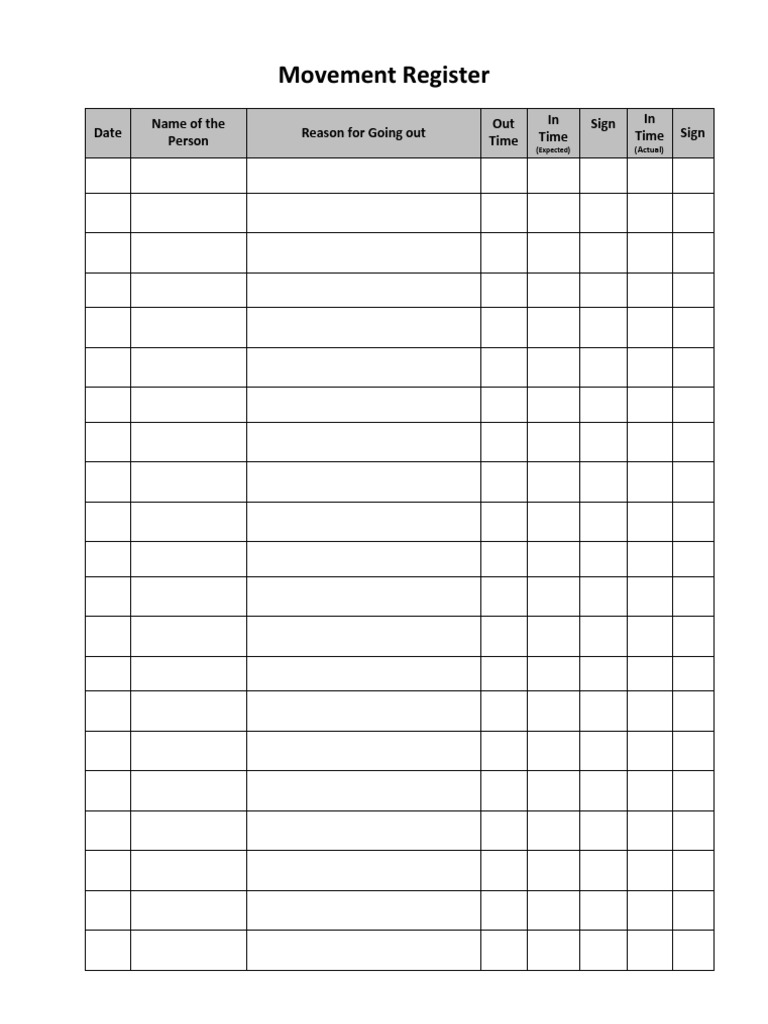 Primer Movement Register | PDF