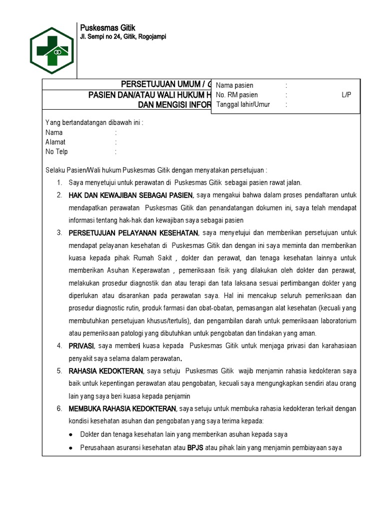 Formulir General Consent | PDF