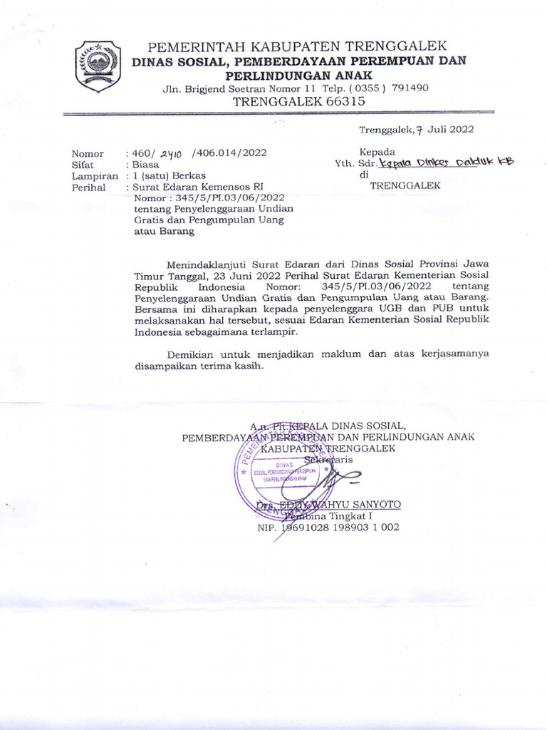 Surat Edaran Kemensos Ri Pdf