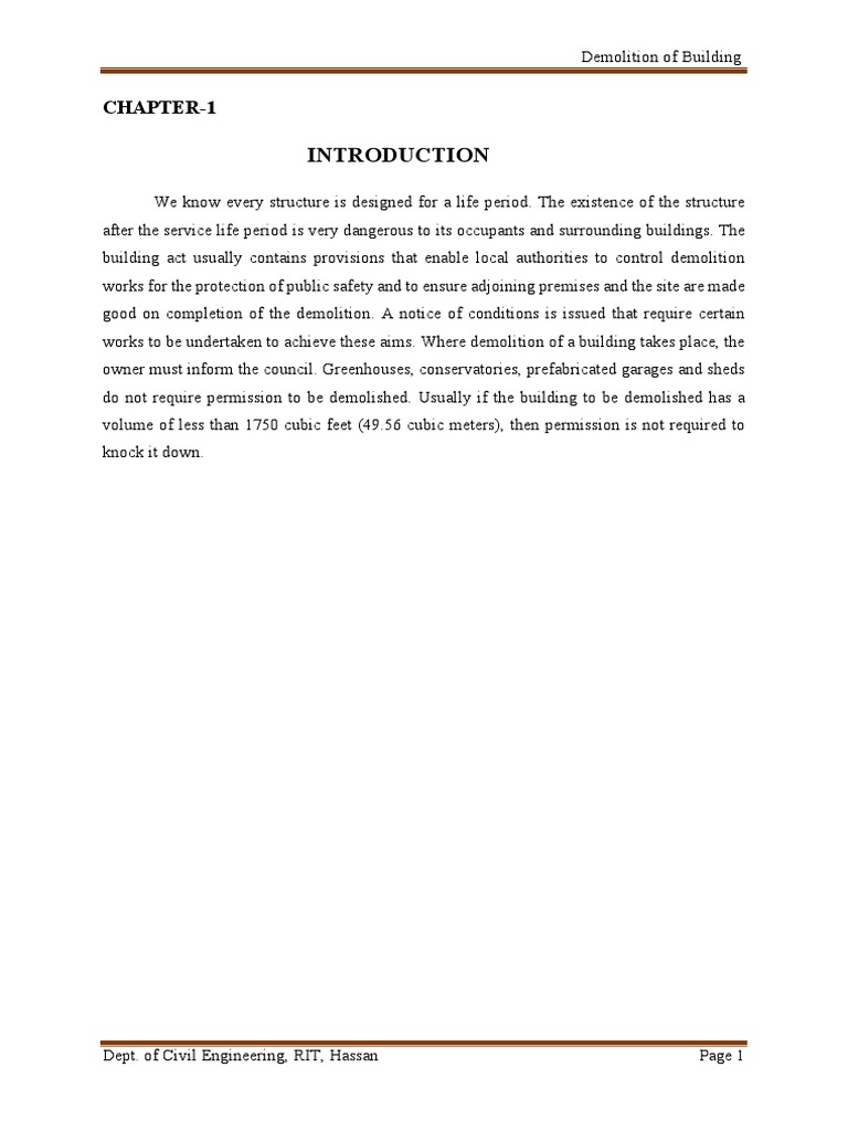Demolition Report | PDF | Demolition | Civil Engineering