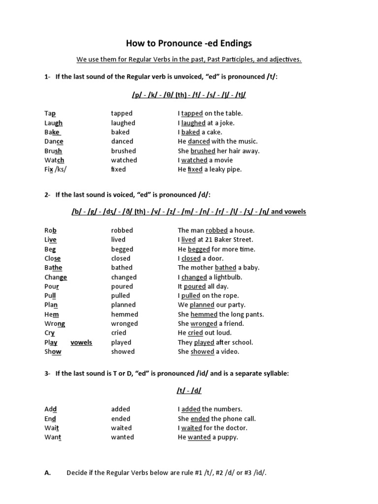 How To Pronounce Ed and Es Endings Ed Endings | PDF | Grammar | Syntax