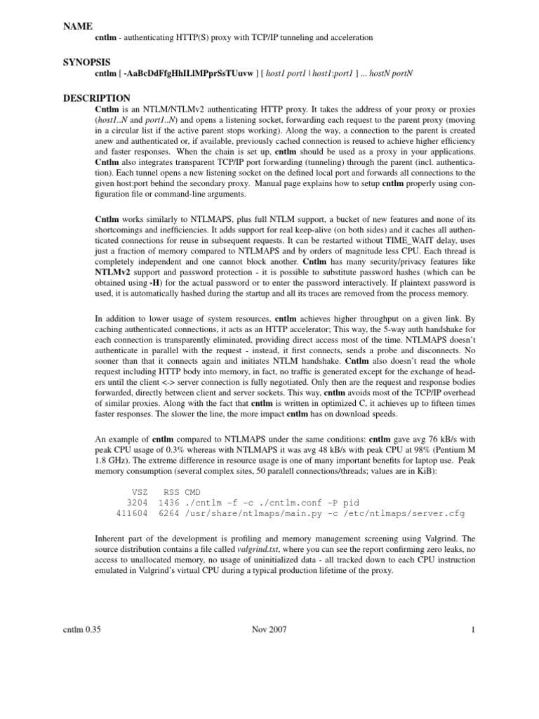 CNTLM Manual | PDF | Proxy Server | Computer Data