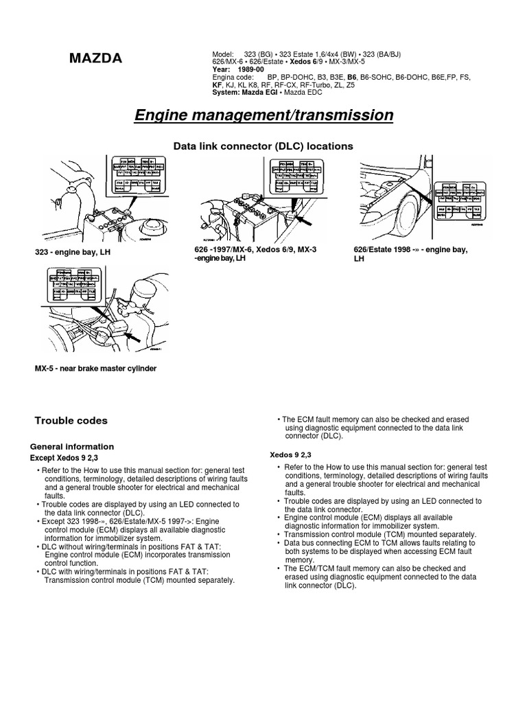 Mazda Fault Codes DTC | PDF | Fuel Injection | Engine Technology