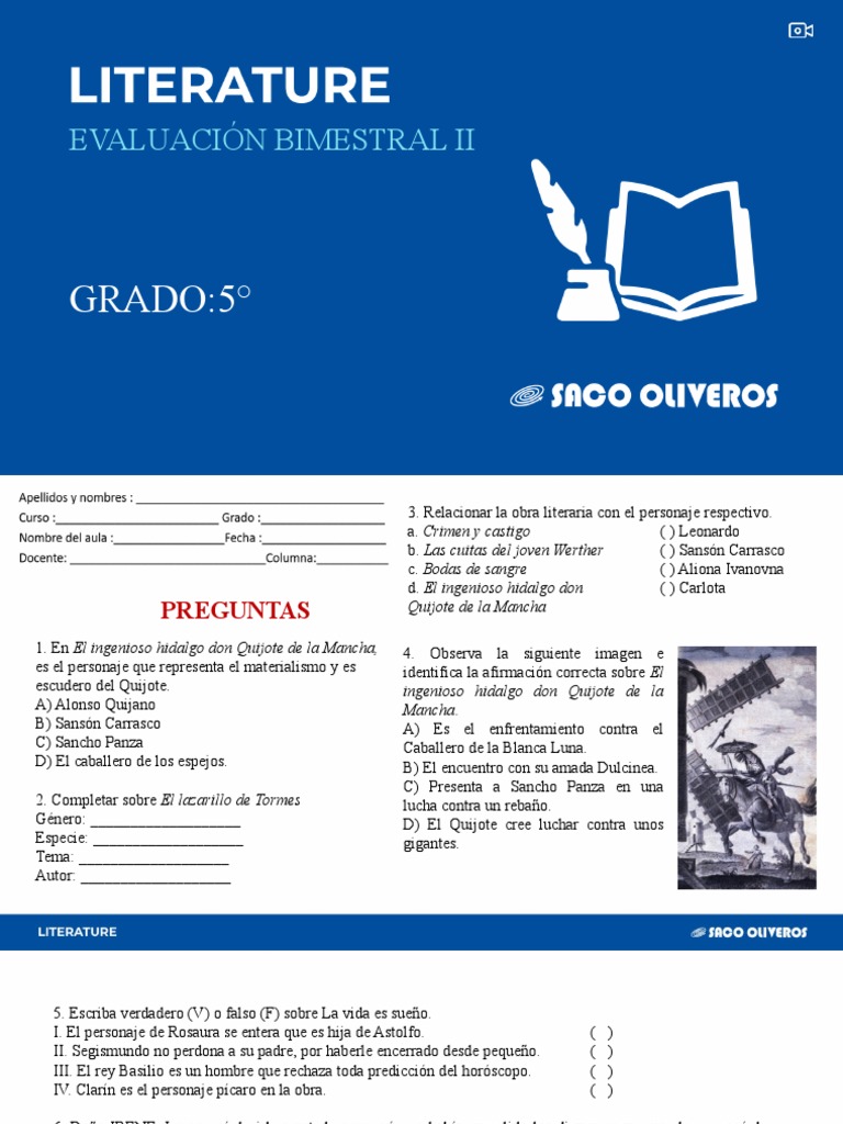 Literature (5°) | PDF | Don Quijote | Don Quijote Personajes