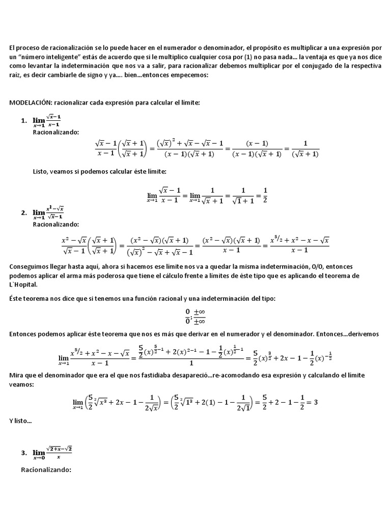 Límites con Radicales: Ejercicios Resueltos | PDF | Matemáticas ...