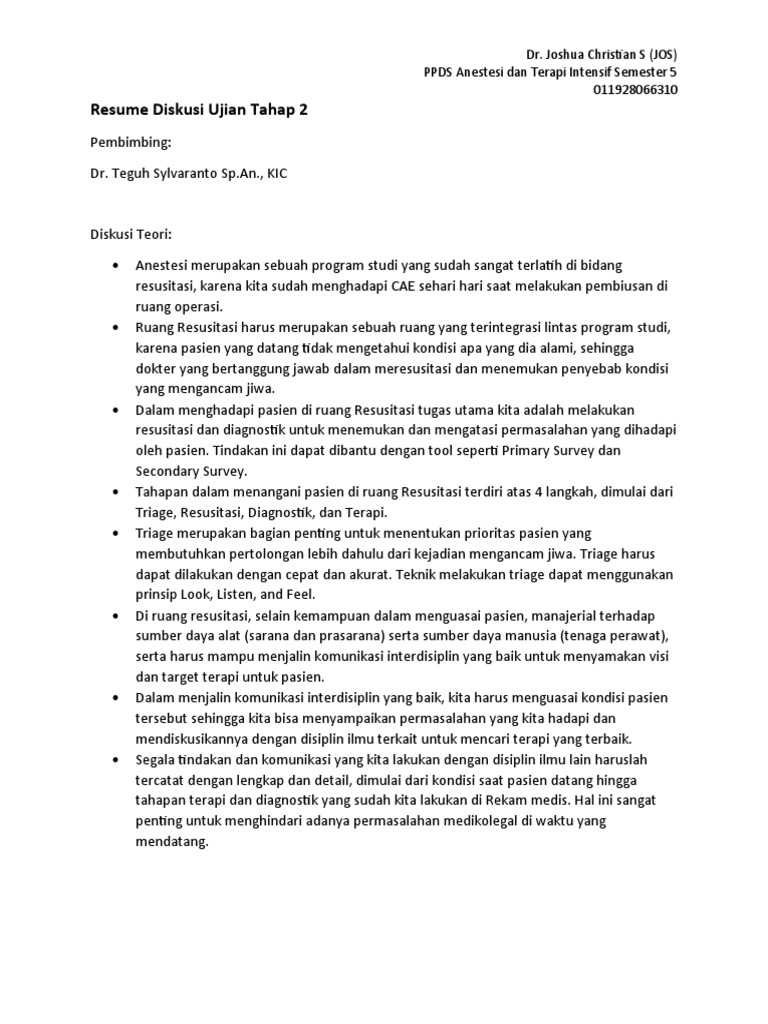 Resume Diskusi Ujian Tahap 2 JOS | PDF