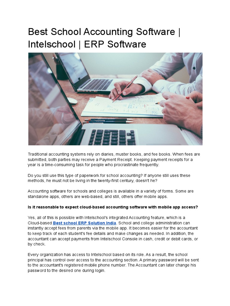 Best School Accounting Software - Intelschool - ERP Software | PDF ...