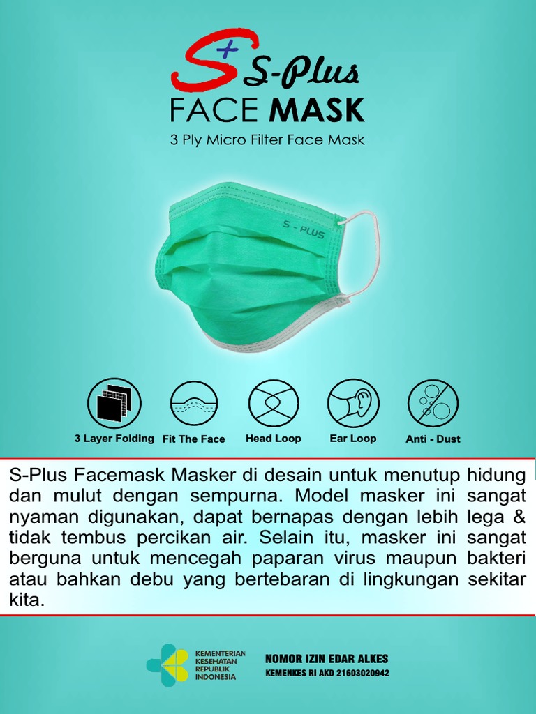 Masker S-Plus: Perlindungan 3 Lapis Anti Debu dan Virus | PDF