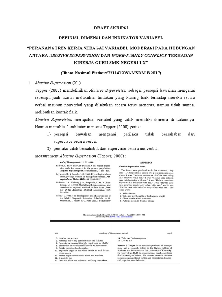 Draft Skripsi (Indikator Dan Dimensi) | PDF