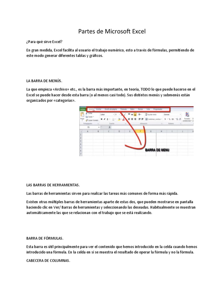 Partes de Microsoft Excel | PDF