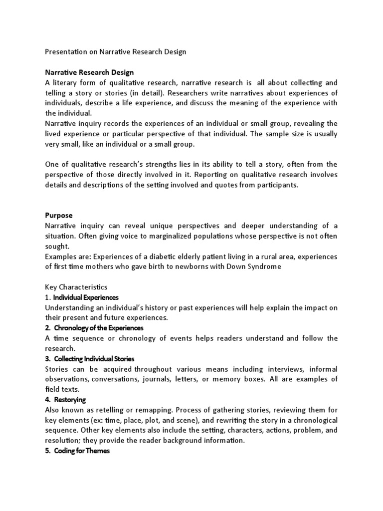 Narrative Research Design | PDF | Narrative | Psychological Concepts