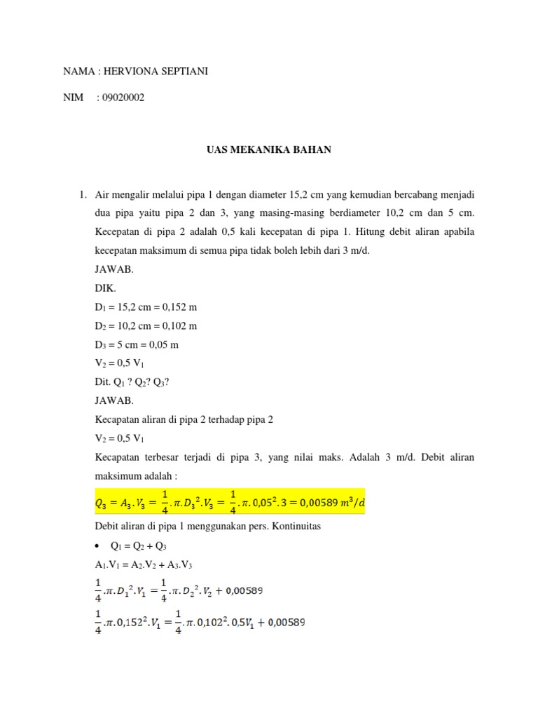 Herviona Septiani - Mekanika Fluida | PDF | Sains & Matematika