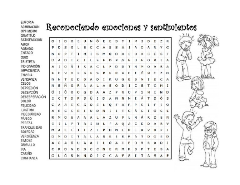 Sopa de Letras Emociones y Sentimientos | PDF
