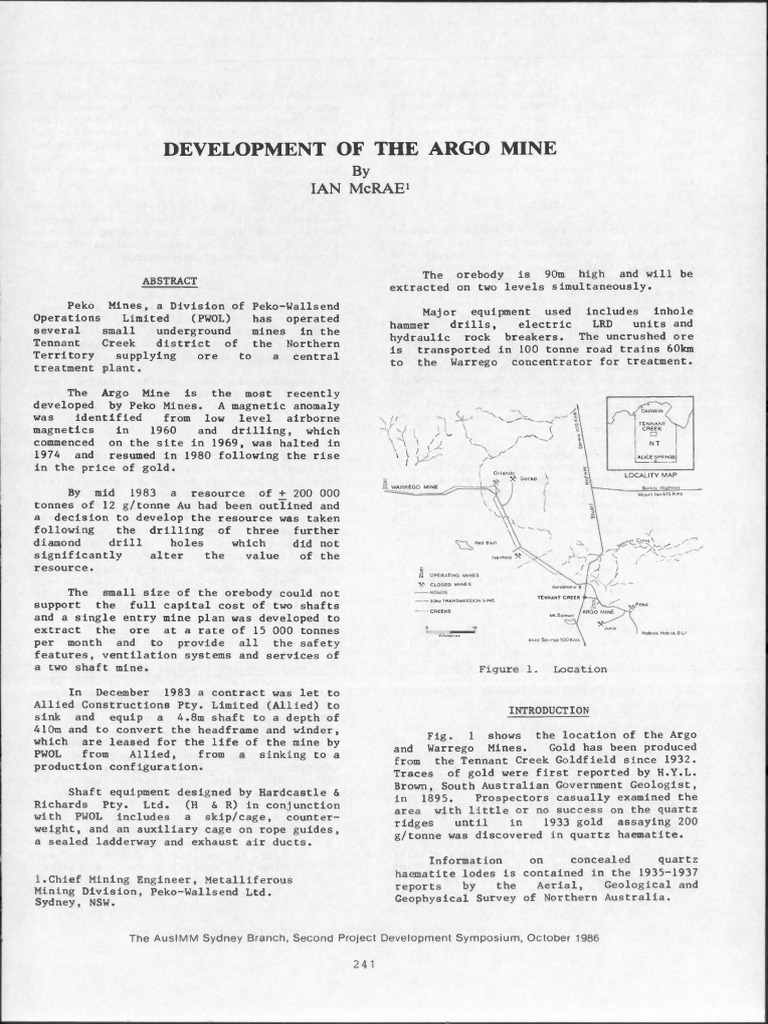Development of The Argo Mine | PDF | Mining