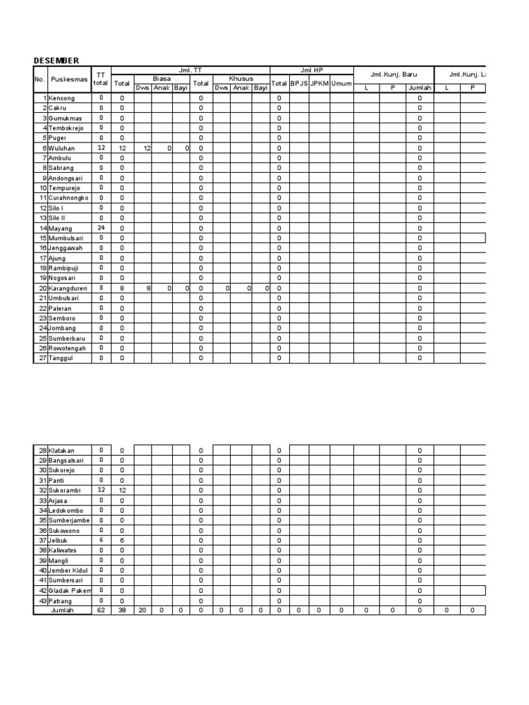 Form Laporan Rawat Inap Puskesmas 2022 | PDF