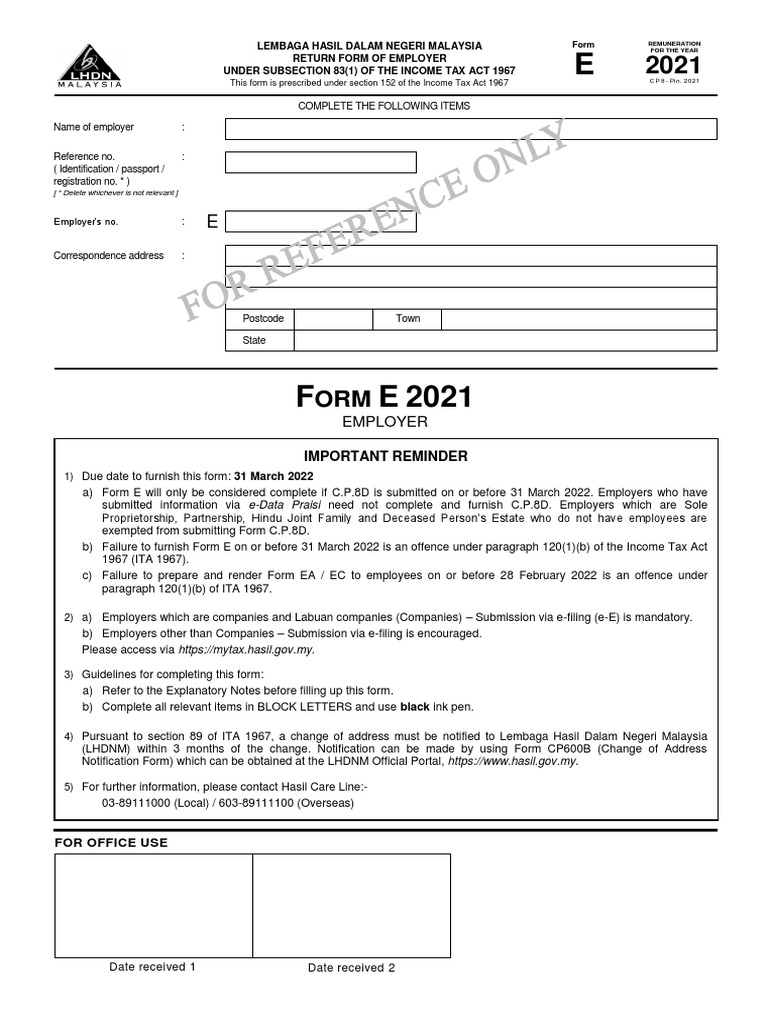 LHDN Form E CP8D | PDF | Employee Benefits | Tax Deduction